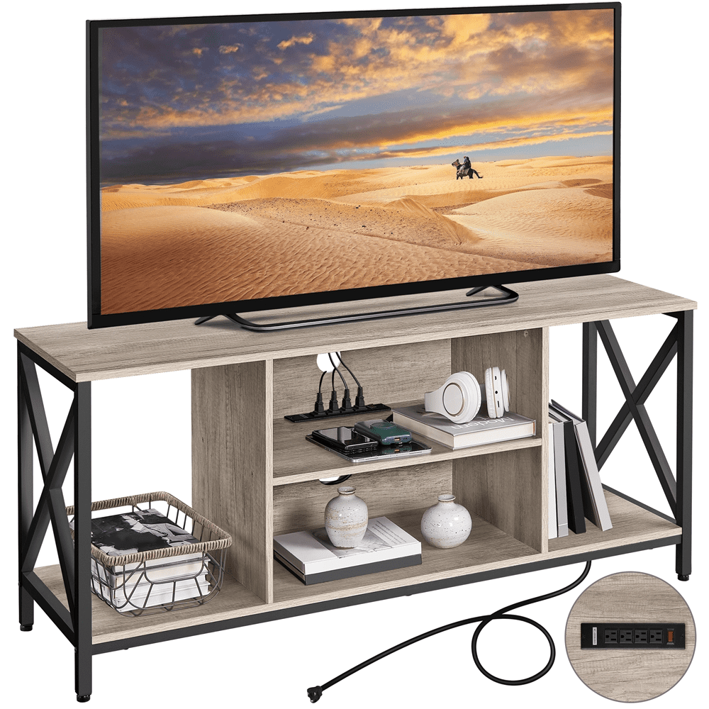 Alden Design Modern Television Stand for 60in TV with 4-AC Power Outlet ...