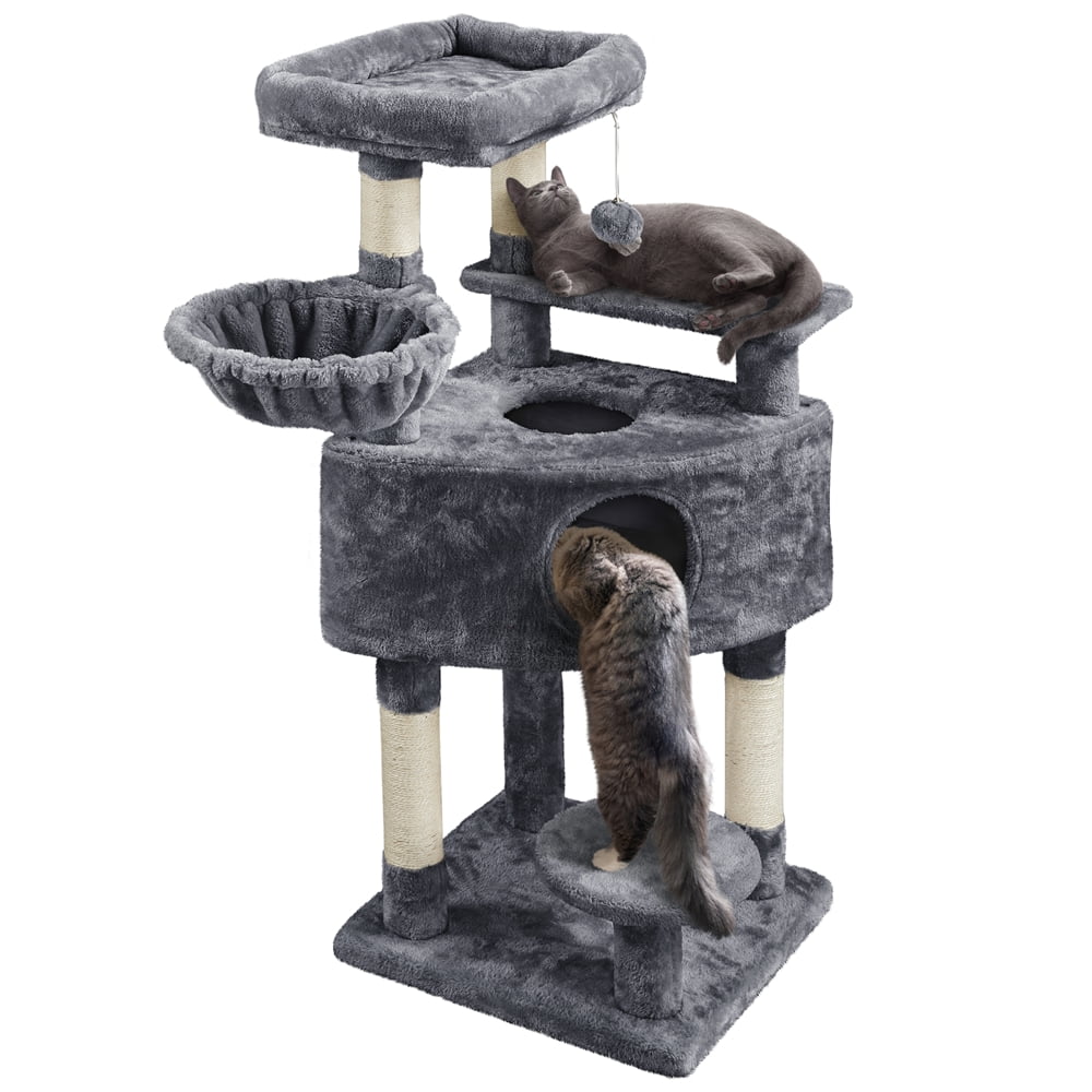 Alden Design 46" Multilevel Cat Tree with Basket Condo Scratching Posts ...