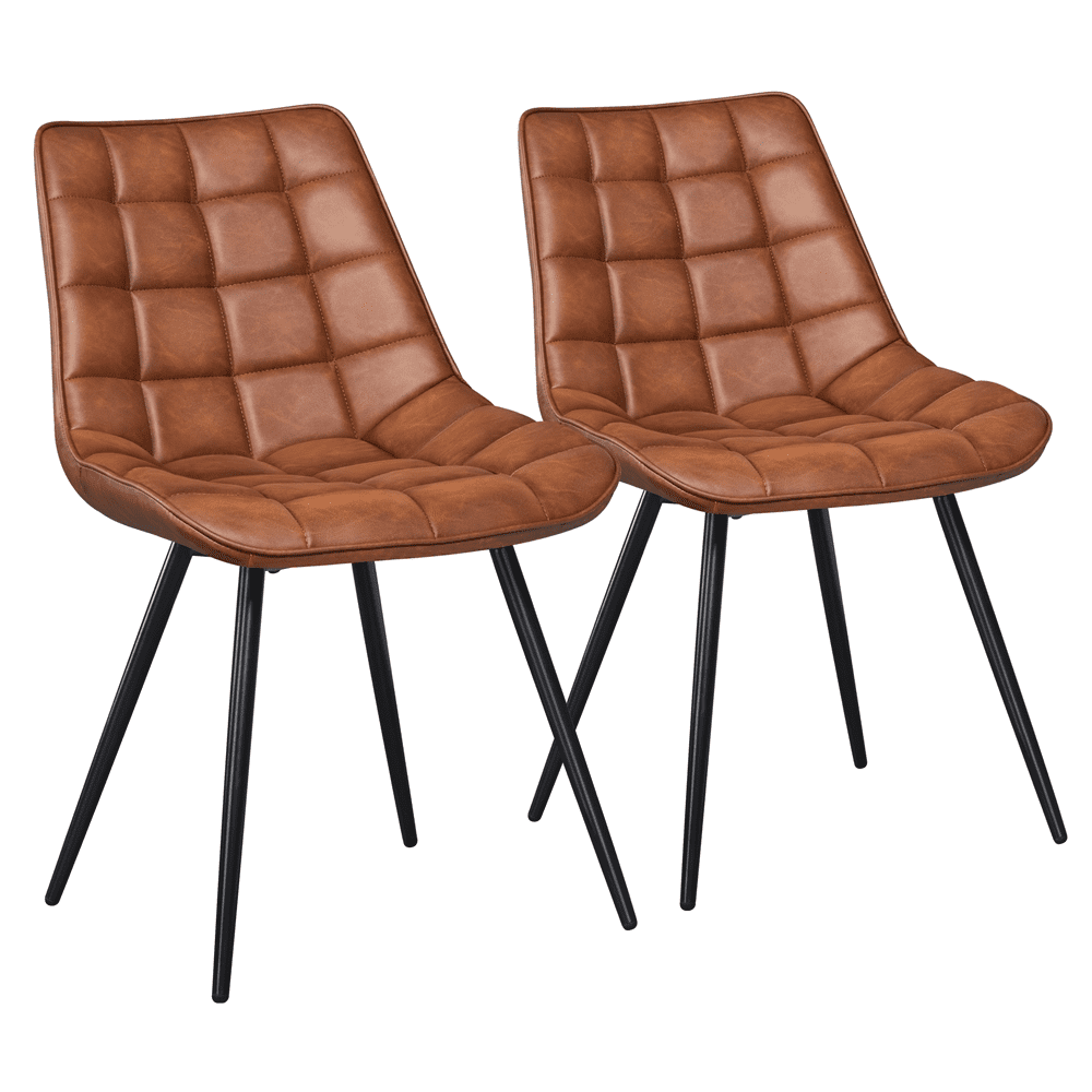 Alden Design Set of 2 Modern Faux Leather Dining Chairs for Kitchen ...