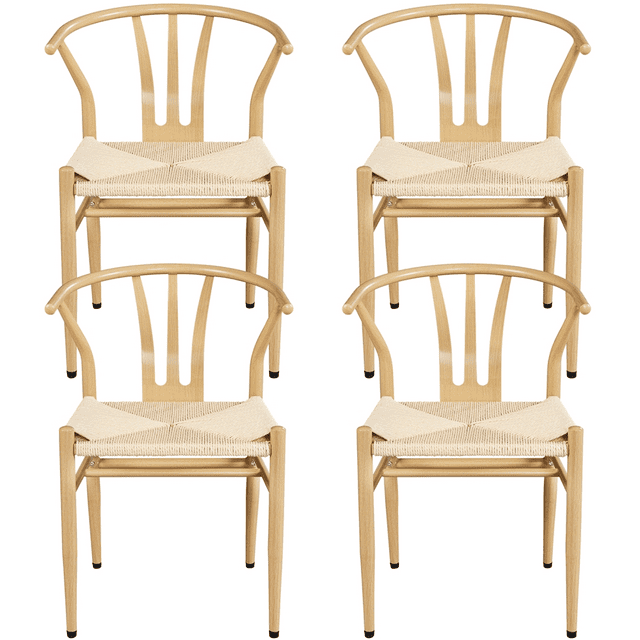 Alden Mid-Century Weave Dining Chairs - Wood - Set of 4 - Walmart.com