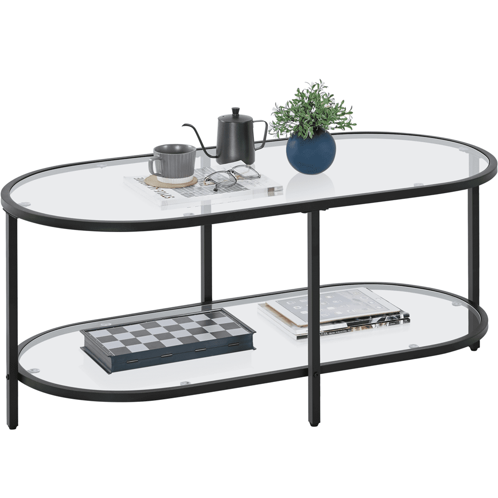 Free Shipping! Alden Design Two-layer Modern Oval Glass Coffee Table ...