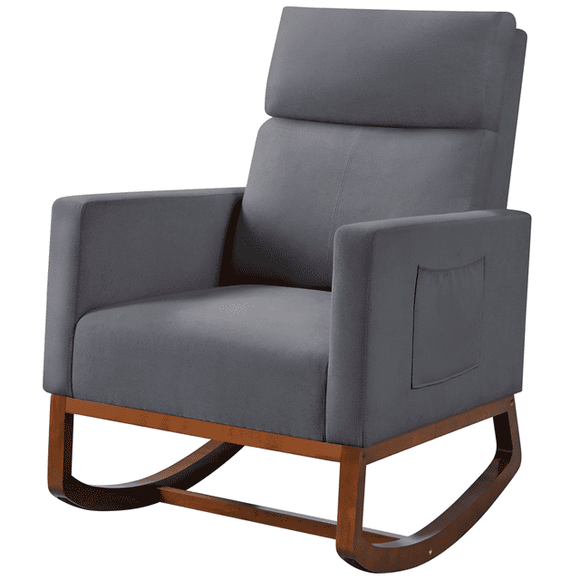 Alden Design Upholstered Rocking Accent Chair, Gray - Walmart.com