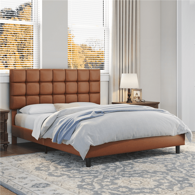 Alden Design Modern Upholstered Tufted Platform Bed with Steel Frame ...