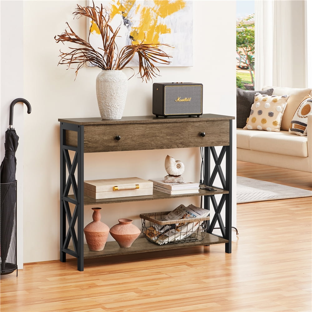 Free Shipping! Alden Design Vintage Wooden Console Table with Outlet ...