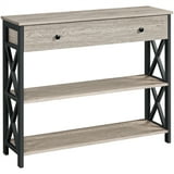 Alden Design Industrial Wooden Console Table, Entryway Table with 1 Drawer and 2 Shelves, Rustic ...
