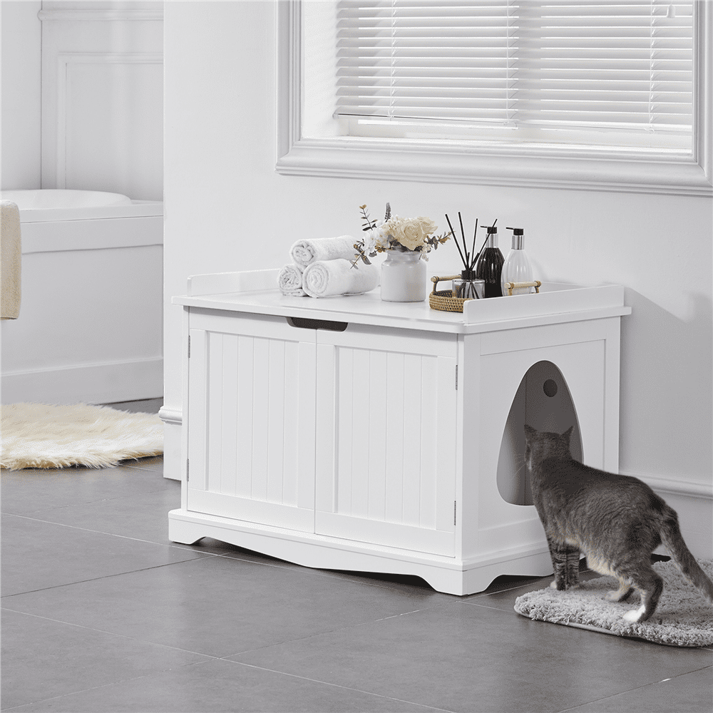 Alden Design Wooden Pet Litter Box for Pets Cat Hidden Washroom ...