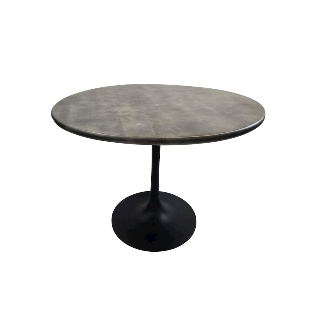 Alden Wood Top 40" Round Dining Table - Fog Gray Top - Black Base - Walmart.com