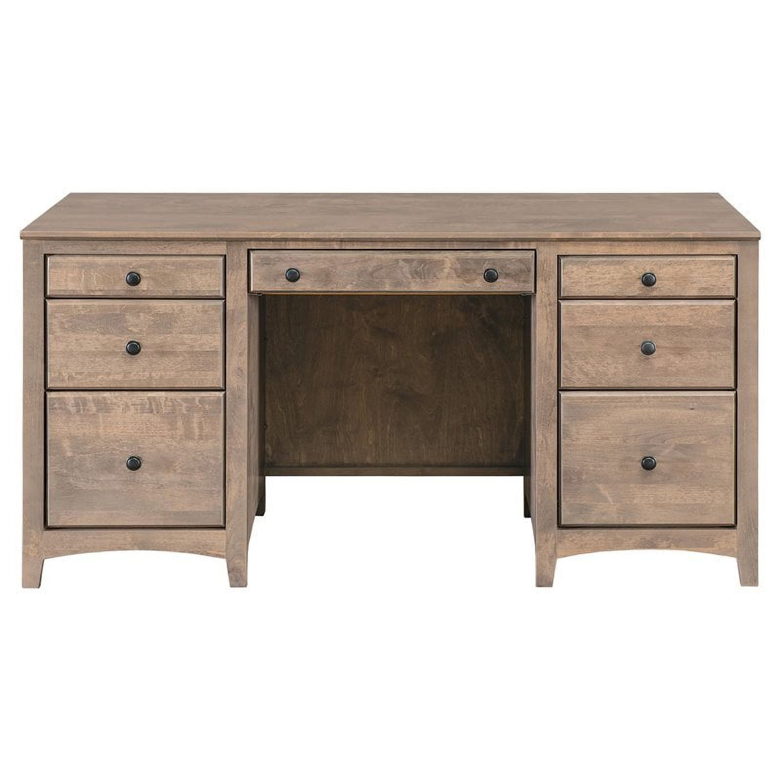 Alder Wood Double Pedestal Desk in Sandy Gray - Built in the USA ...