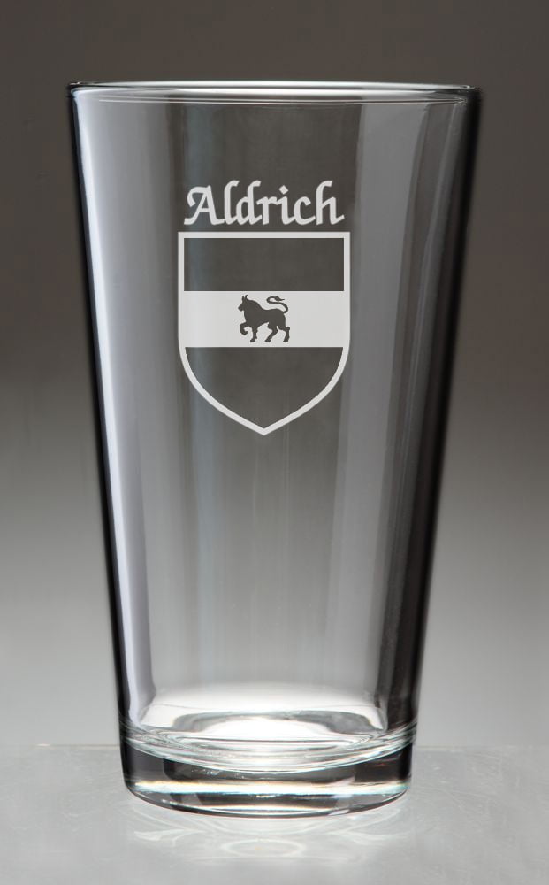 Aldrich Irish Coat of Arms Pint Glasses - Set of 4 (Sand Etched ...