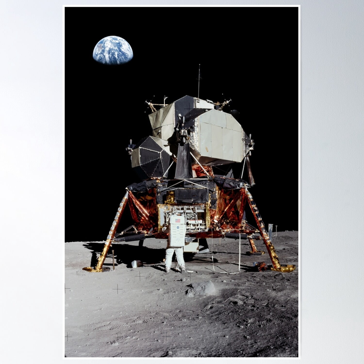 Aldrin And Apollo 11 Lunar Module Eagle Poster Wall Art Modern Wall ...