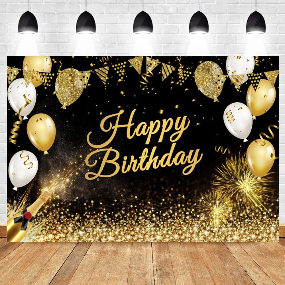 Aldult Happy Birthday Party Decor Backdrop Glitter Golden Balloon ...