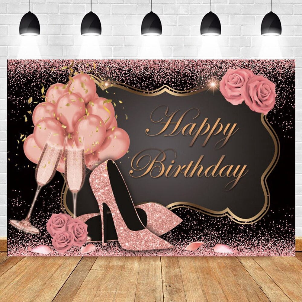 Aldult Happy Birthday Party Decor Backdrop Glitter Golden Balloon ...