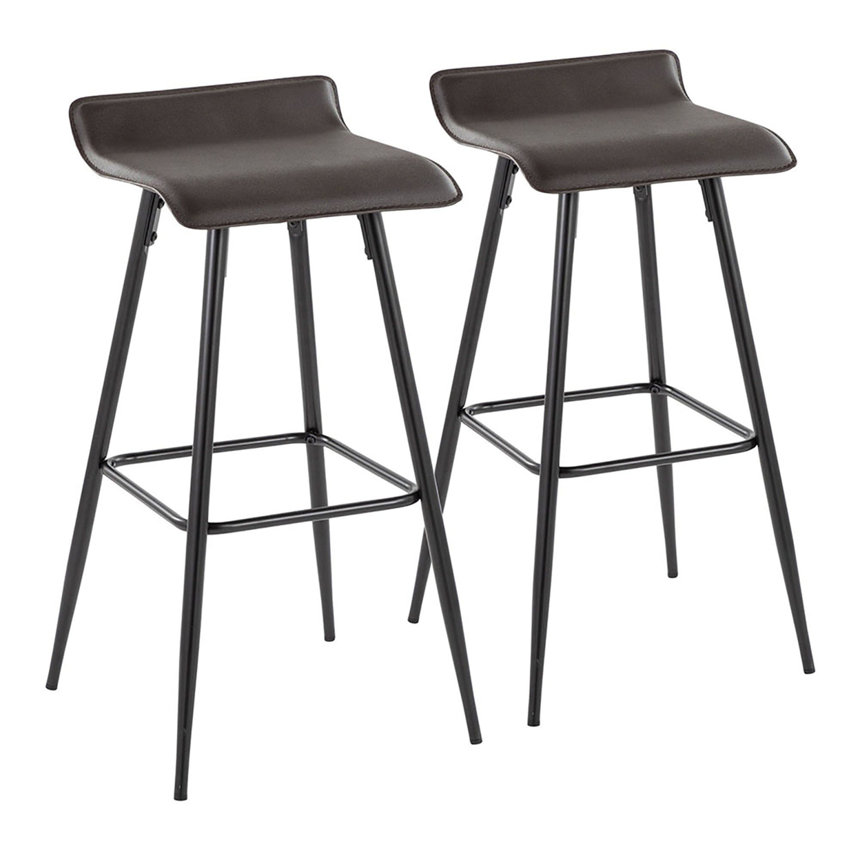 Ale 30" Contemporary Fixed-Height Bar Stool In Black Steel And Espresso ...