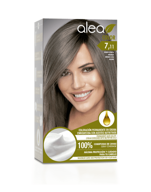 Alea Permanent Hair Color Cream Kit #7.11 Intense Ash Blond - Rubio ...