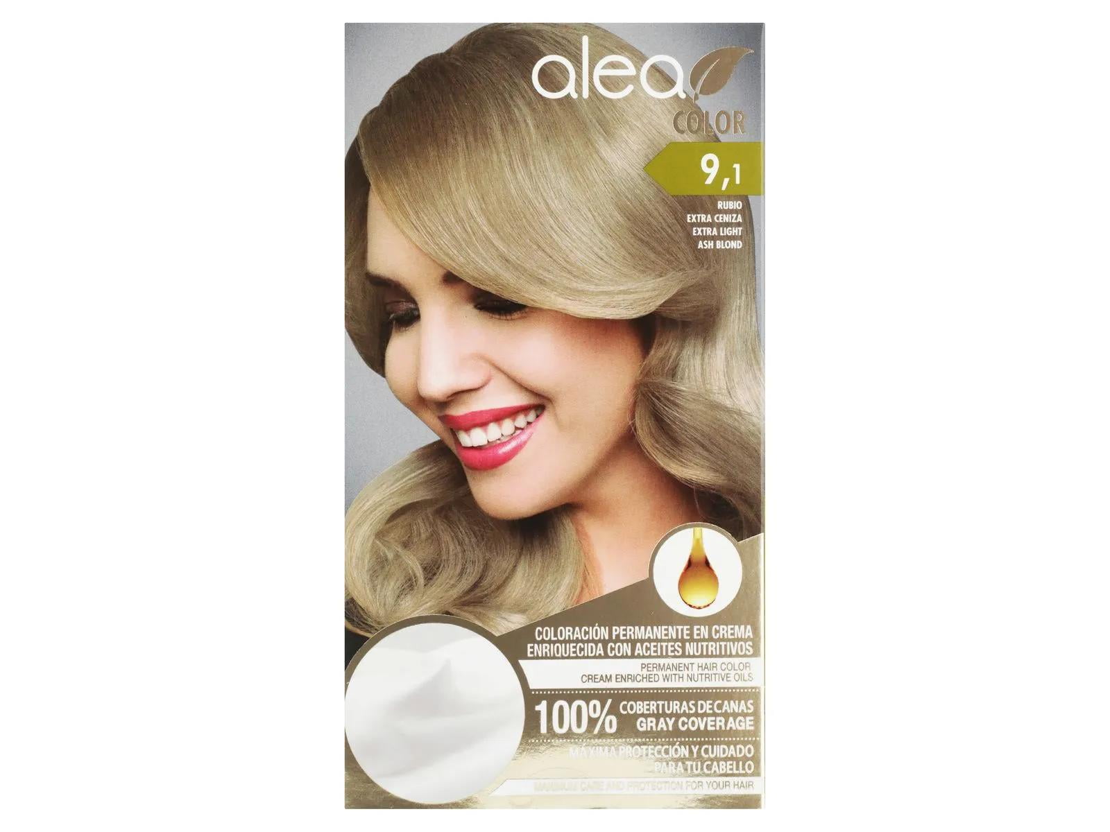 Alea Permanent Hair Color Cream Kit #9.1 Extra Light Ash Blond -Rubio ...