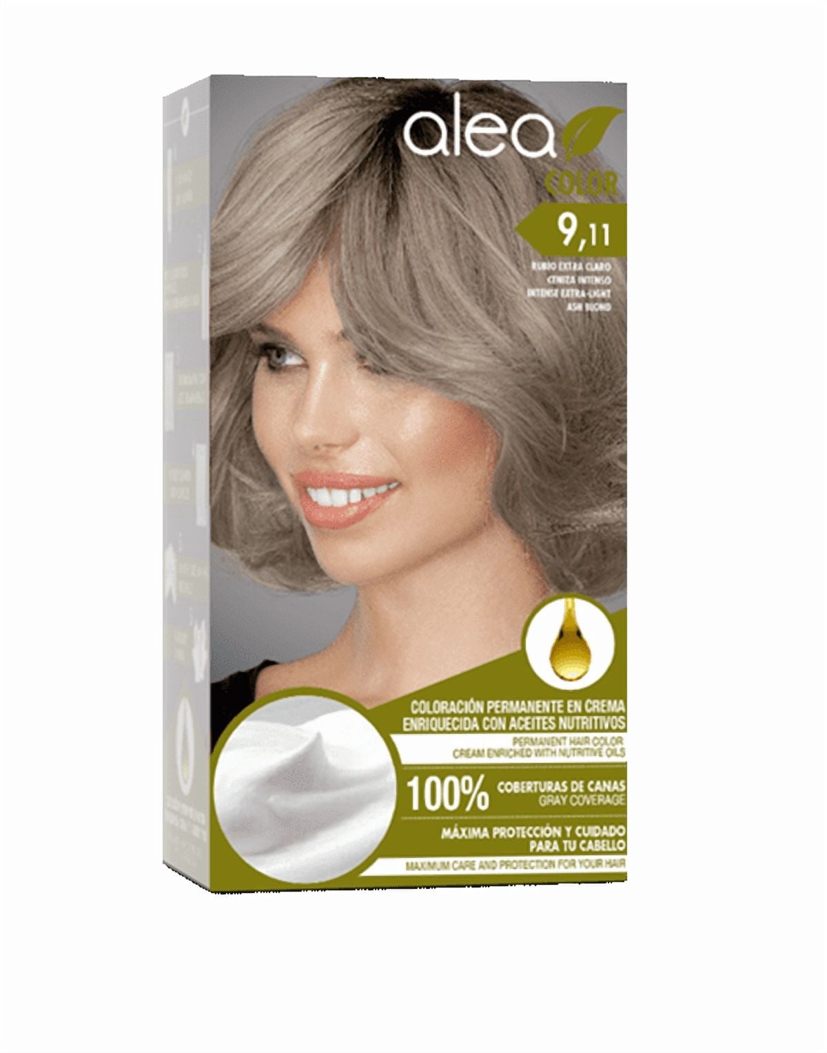 Alea Permanent Hair Color Cream Kit #9.11 Intense Extra Light Ash Blond ...