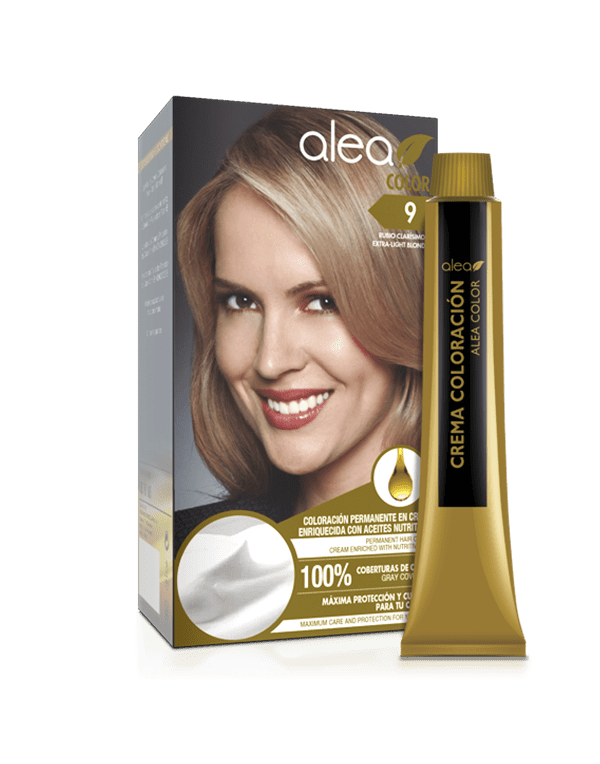 Alea Permanent Hair Color Cream Kit #9 Extra Light Blond - Rubio ...