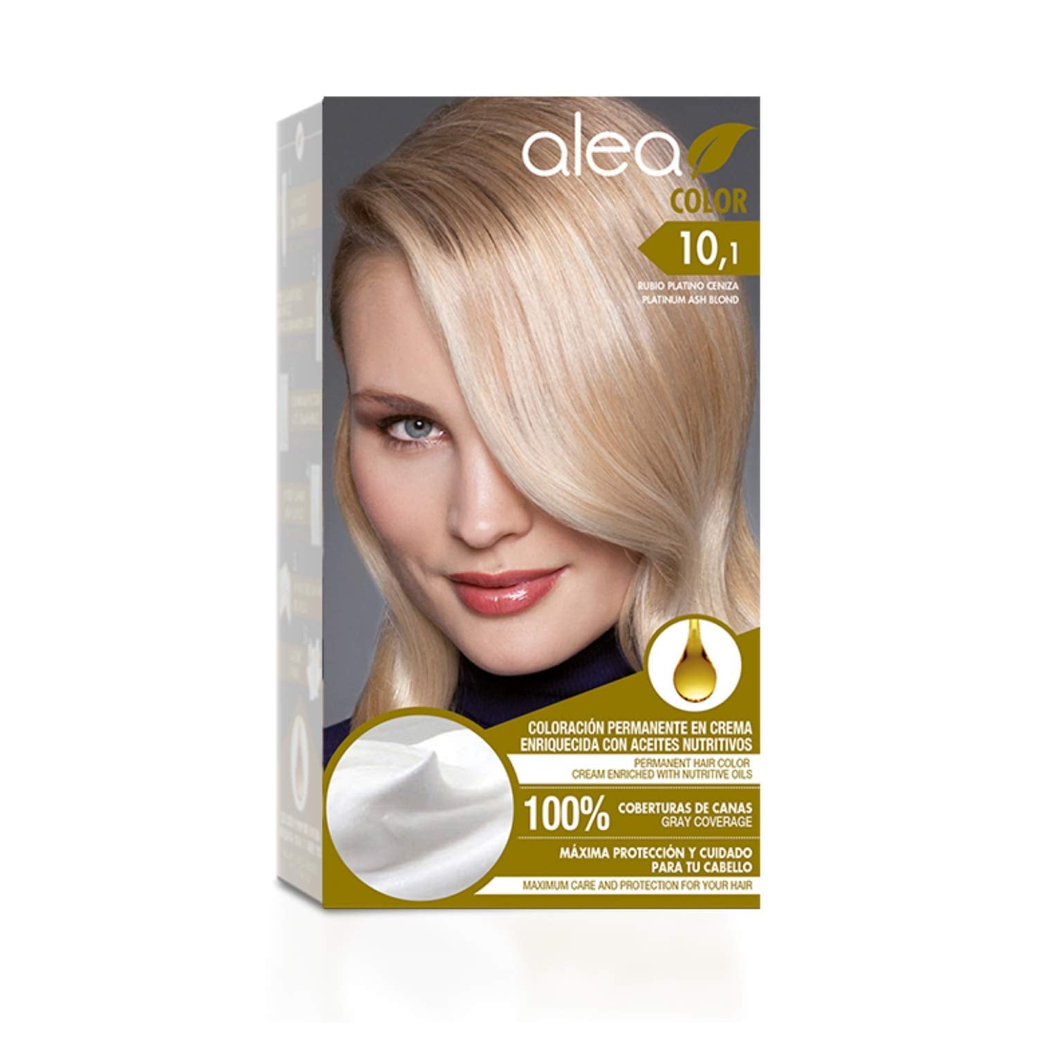 Alea Permanent Hair Color Cream Kit, Platinum Ash Blond #10.1 ...