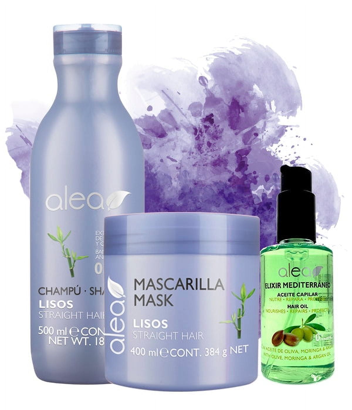 Alea Straight Hair Shampoo, Mask and Elixir Oil KIT with Bamboo Extract ...