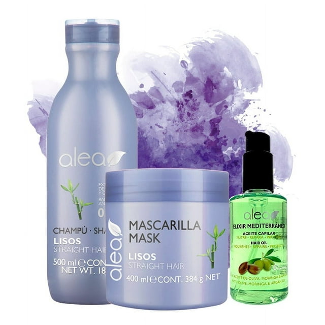 Alea Straight Hair Shampoo, Mask and Elixir Oil KIT with Bamboo Extract ...