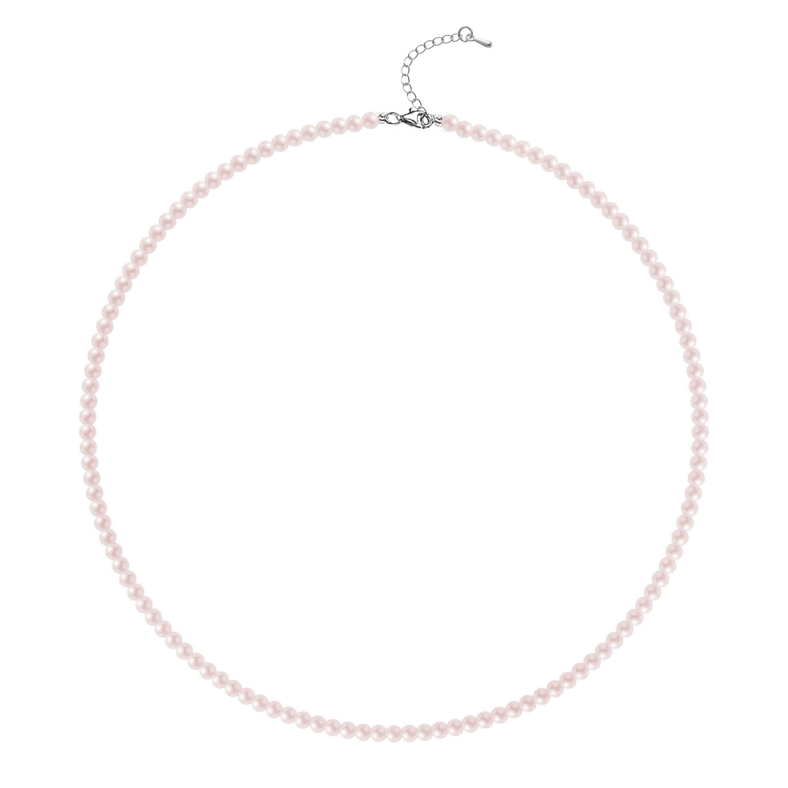 Aleasha 4mm Faux Pearl Necklace for Women 18" Round Pink Pearl Strand ...
