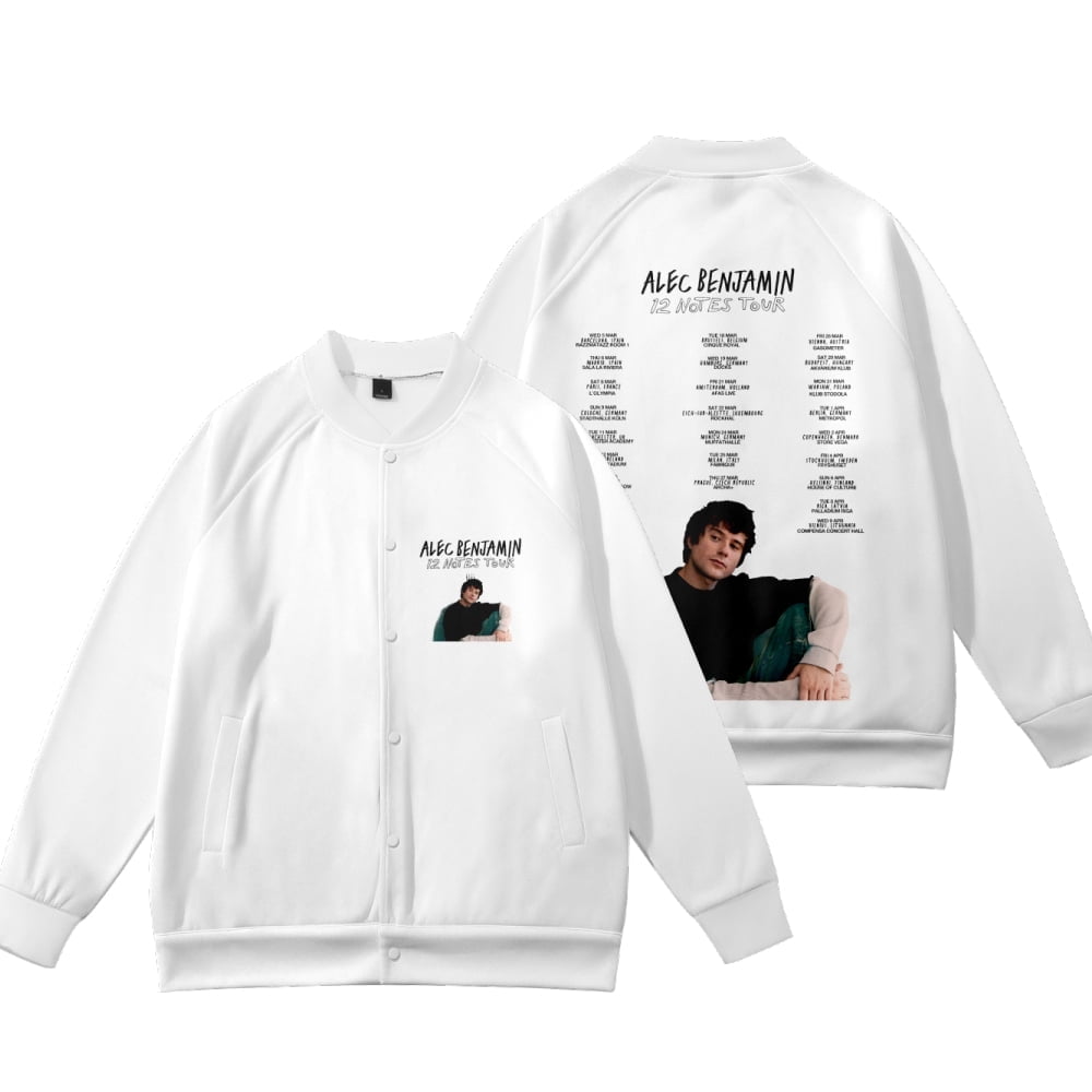 Alec Benjamin 12 NOTES Baseball Style Jacket, 2025 Tour Collection ...