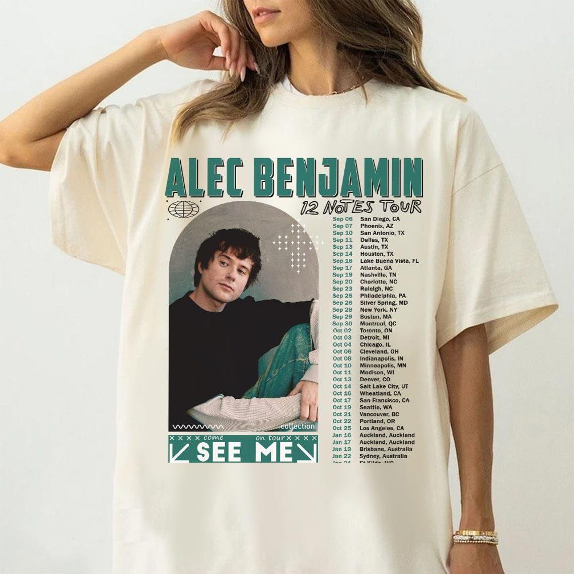 Alec Benjamin - 12 Notes Tour 2024 Shirt, Alec Benjamin Fan Shirt, Alec ...