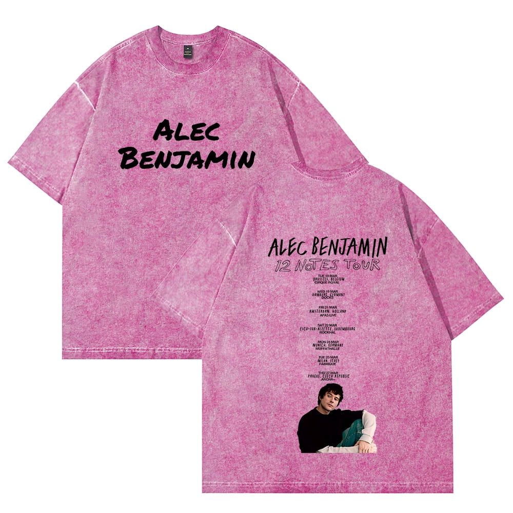 Alec Benjamin 12 Notes Tour Unisex Washed Cotton Streetwear Tee ...