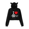 Rita Ora Cat ear hoodie fashion trend women's short hoodie sportswear ...