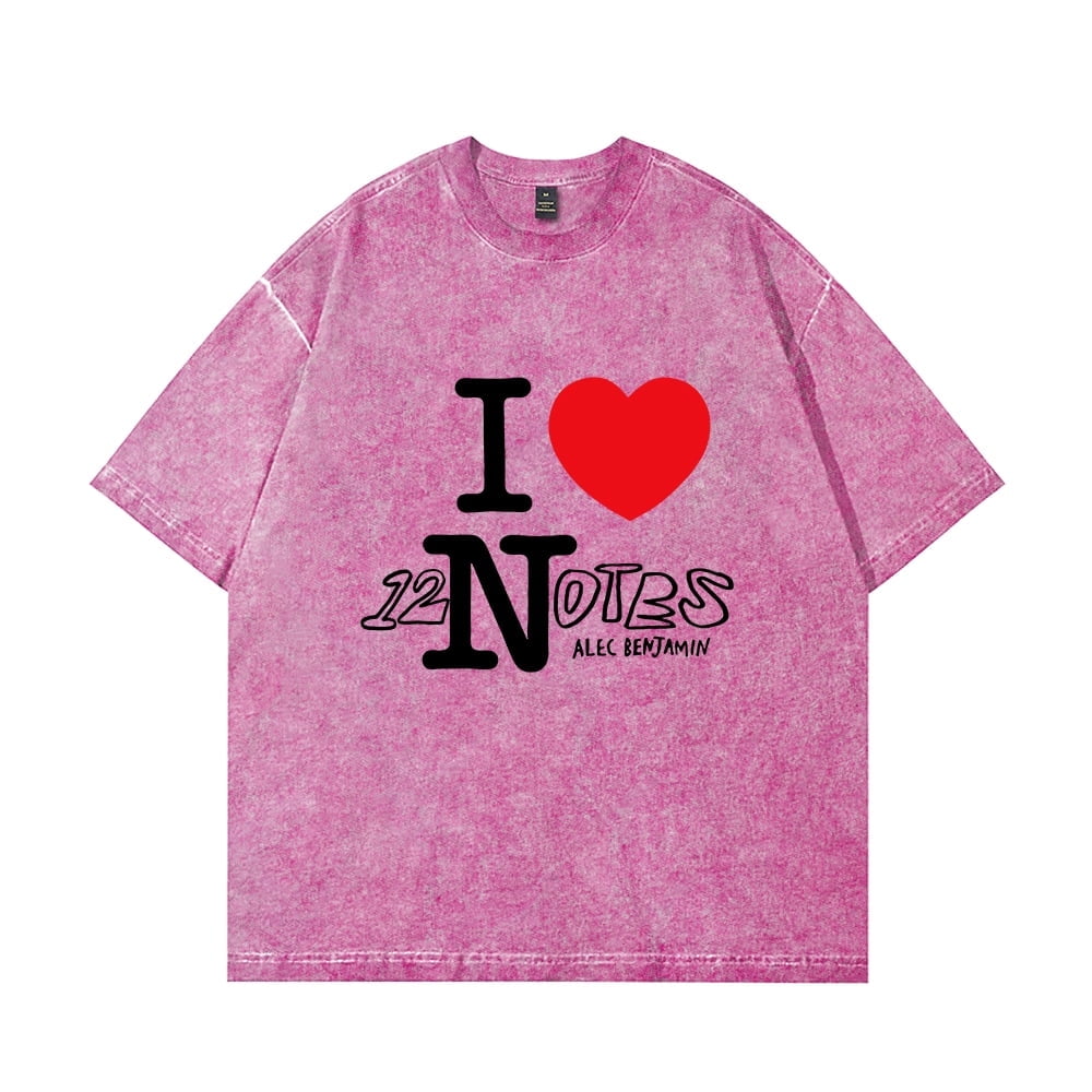 Alec Benjamin 12 Notes Tour Tee Shirts Vintage Washed Cotton, 2025 ...
