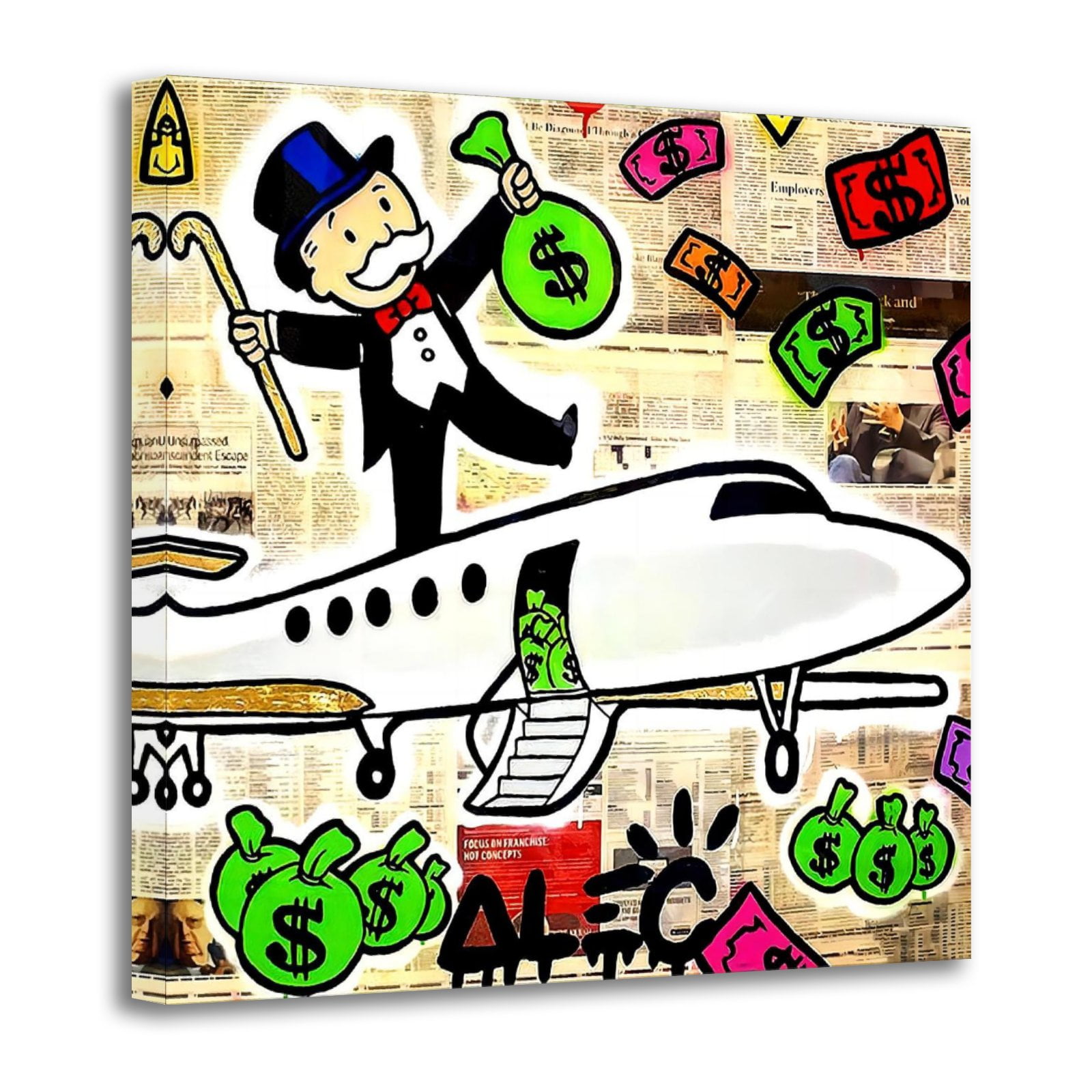 Alec-Monopolys Airplane Money Bag Art Poster Canvas Painting Decor Wall ...