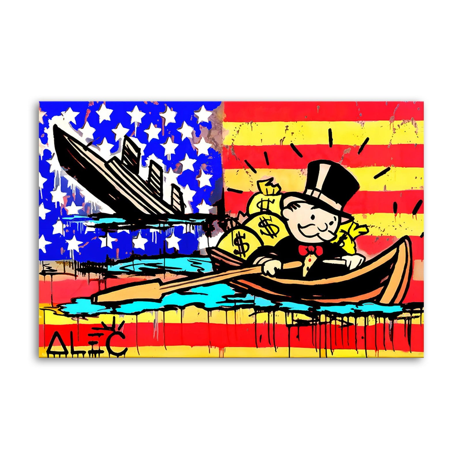 Alec Monopolys American Flag Rowing Boat Canvas Wall Art Poster ...