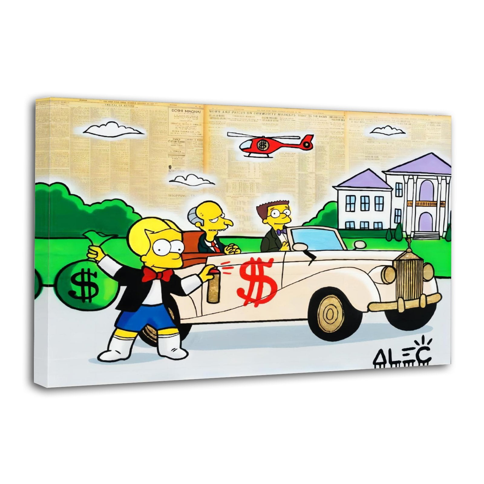 Alec-Monopolys BART RICHIE TAGGING MR BURNS CAR Picture Print Canvas ...