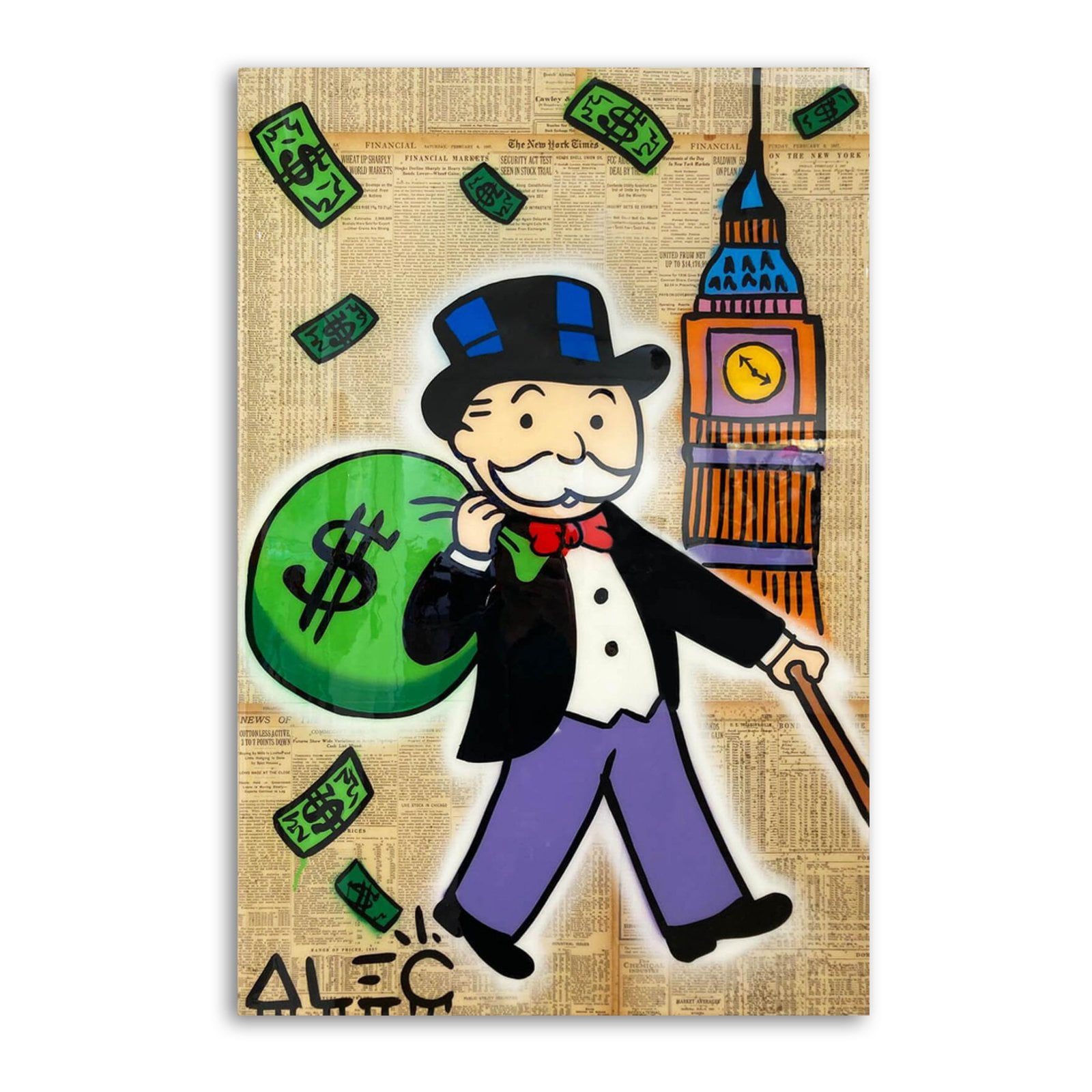 Alec Monopolys Bag with Big Ben Gifts Canvas Painting Poster Wall Art ...