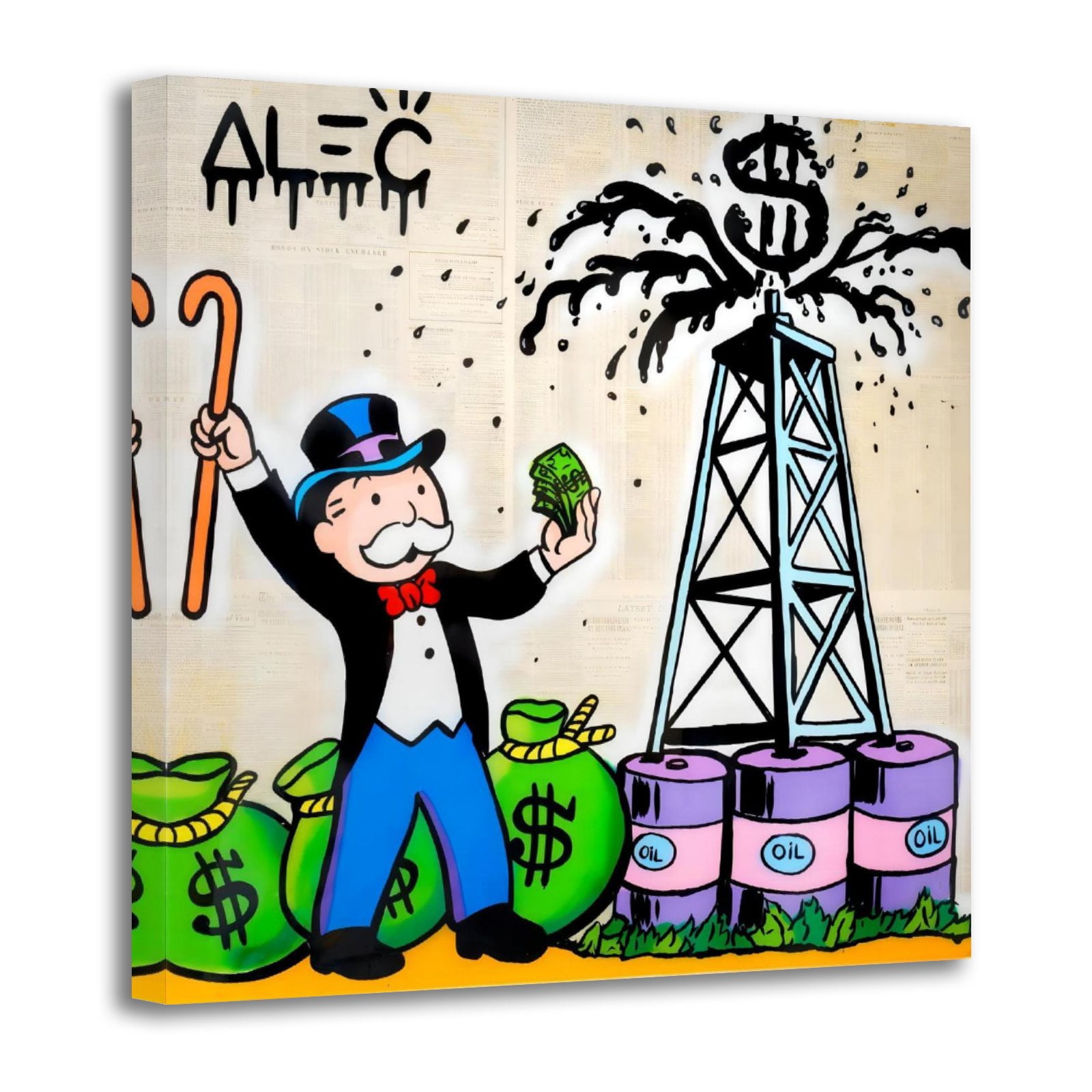 Alec-Monopolys Dollar Oil Spray Print Photo Art Painting Canvas Poster ...