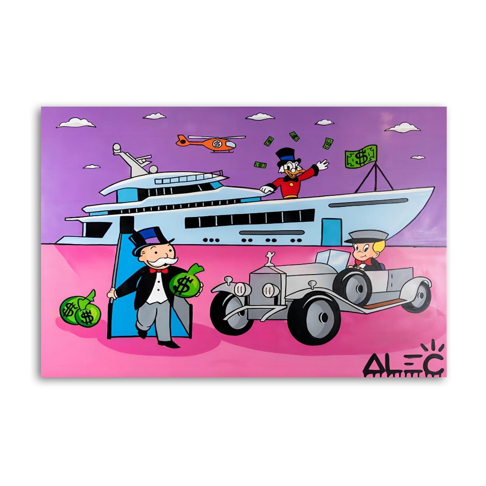 Alec-Monopolys Gang with Yacht And Car Artworks Canvas Poster Room ...
