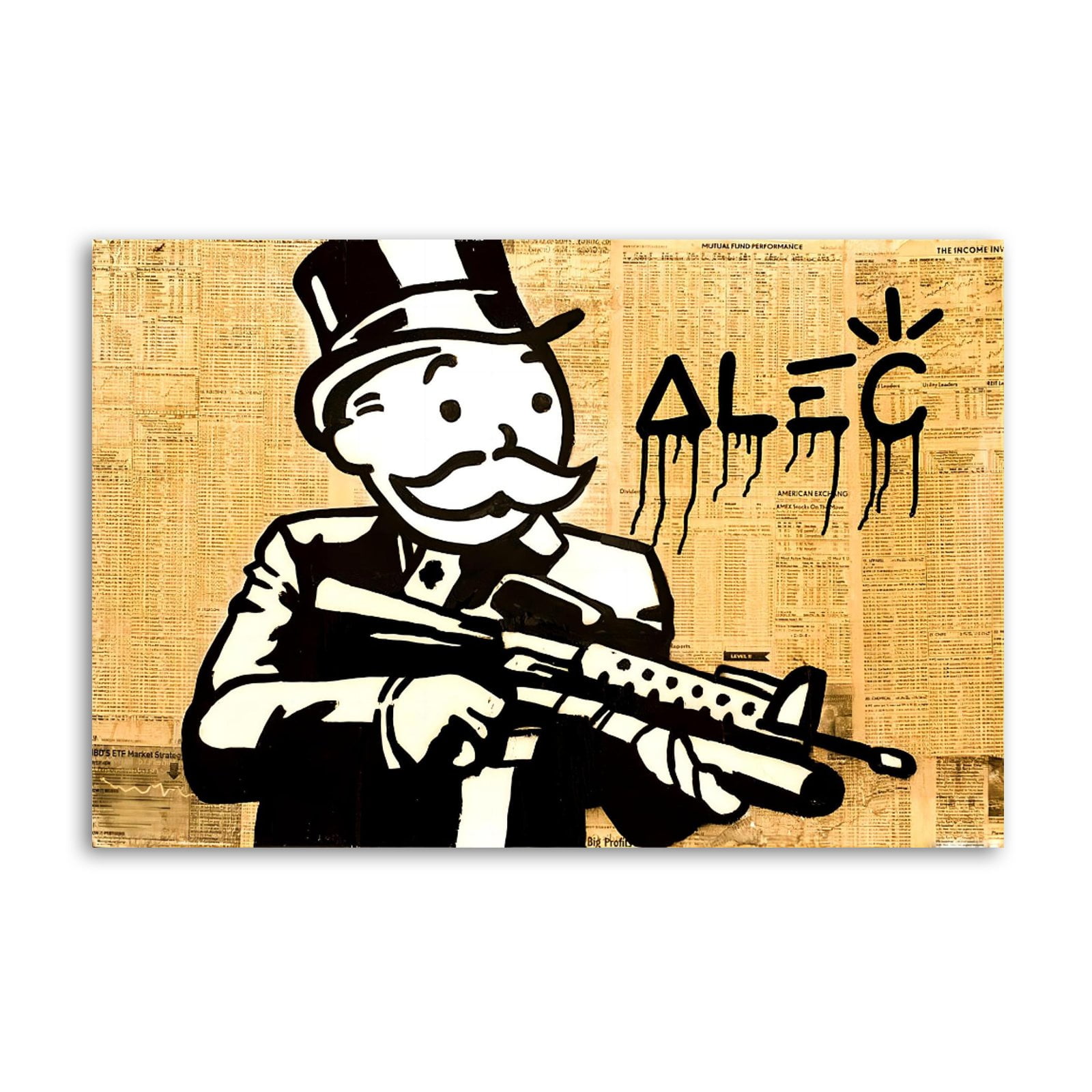 Alec-Monopolys Guy with Machine Gun Print Photo Art Painting Canvas ...