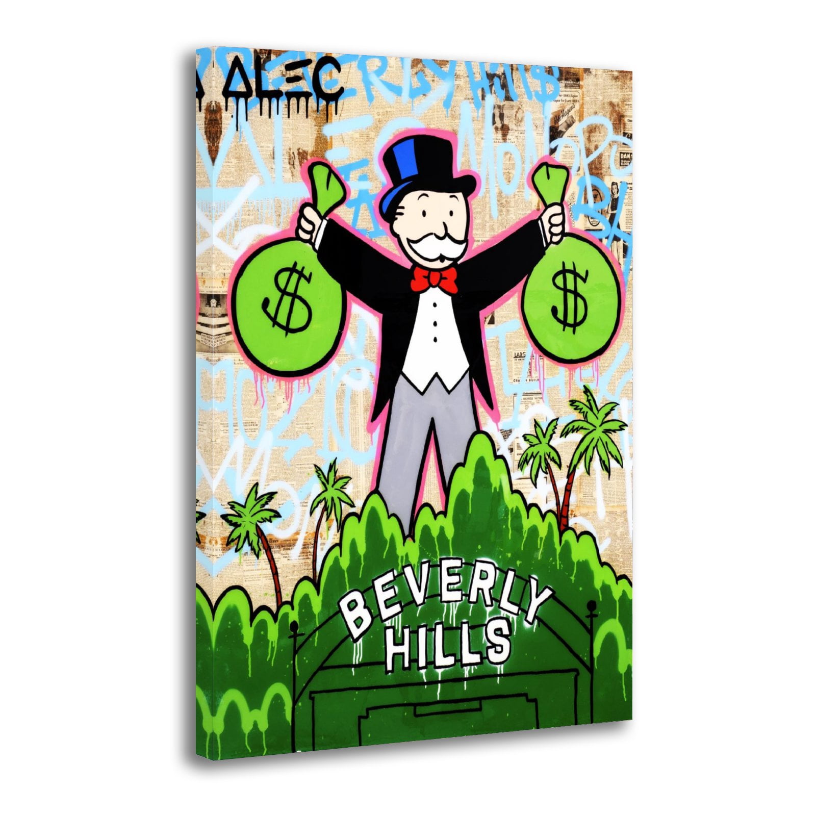 Alec Monopolys Holding $ Bag Print Photo Art Painting Canvas Poster ...