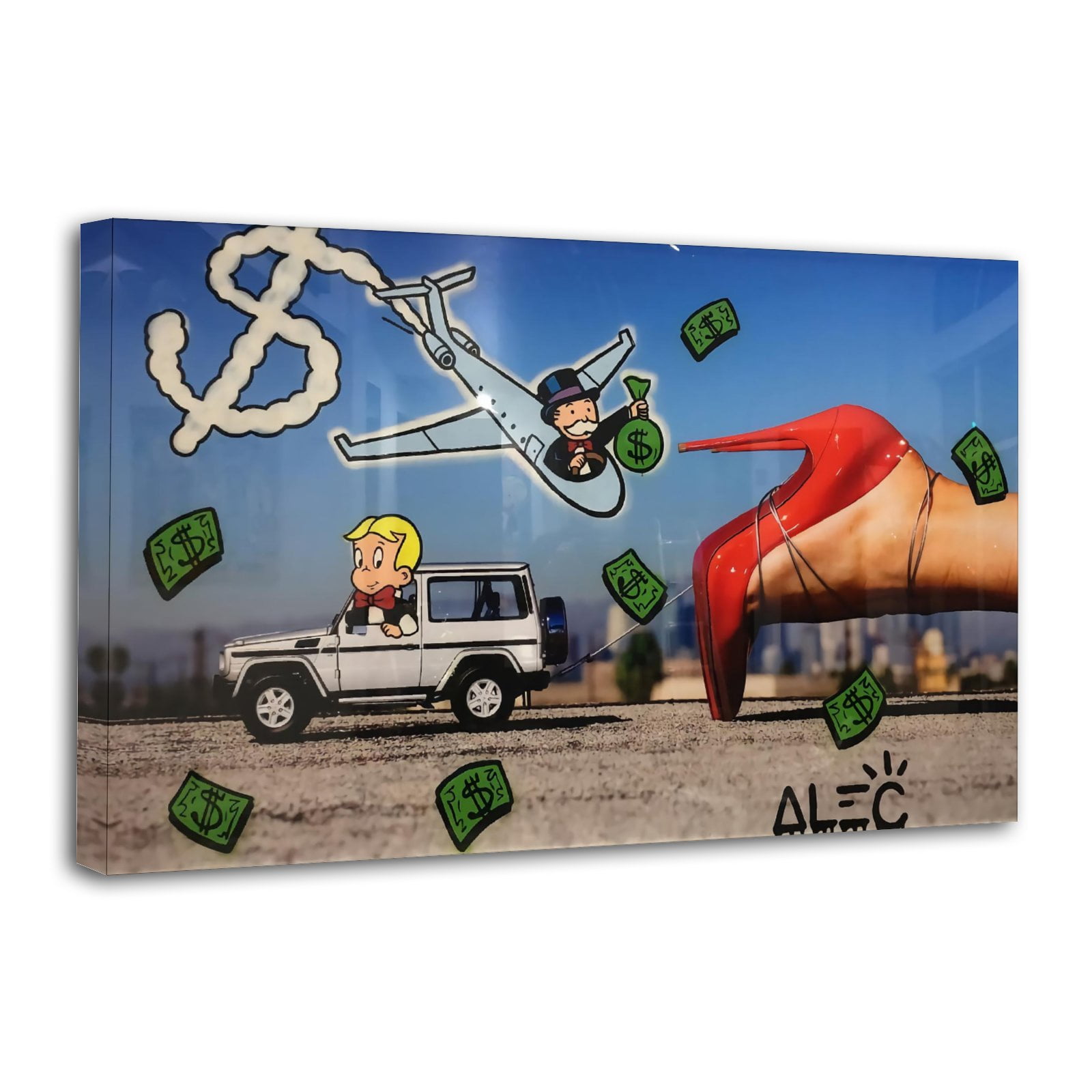 Alec-Monopolys MONOP PJ & RICHIE JEEP (RED HEELS) Picture Print Canvas ...