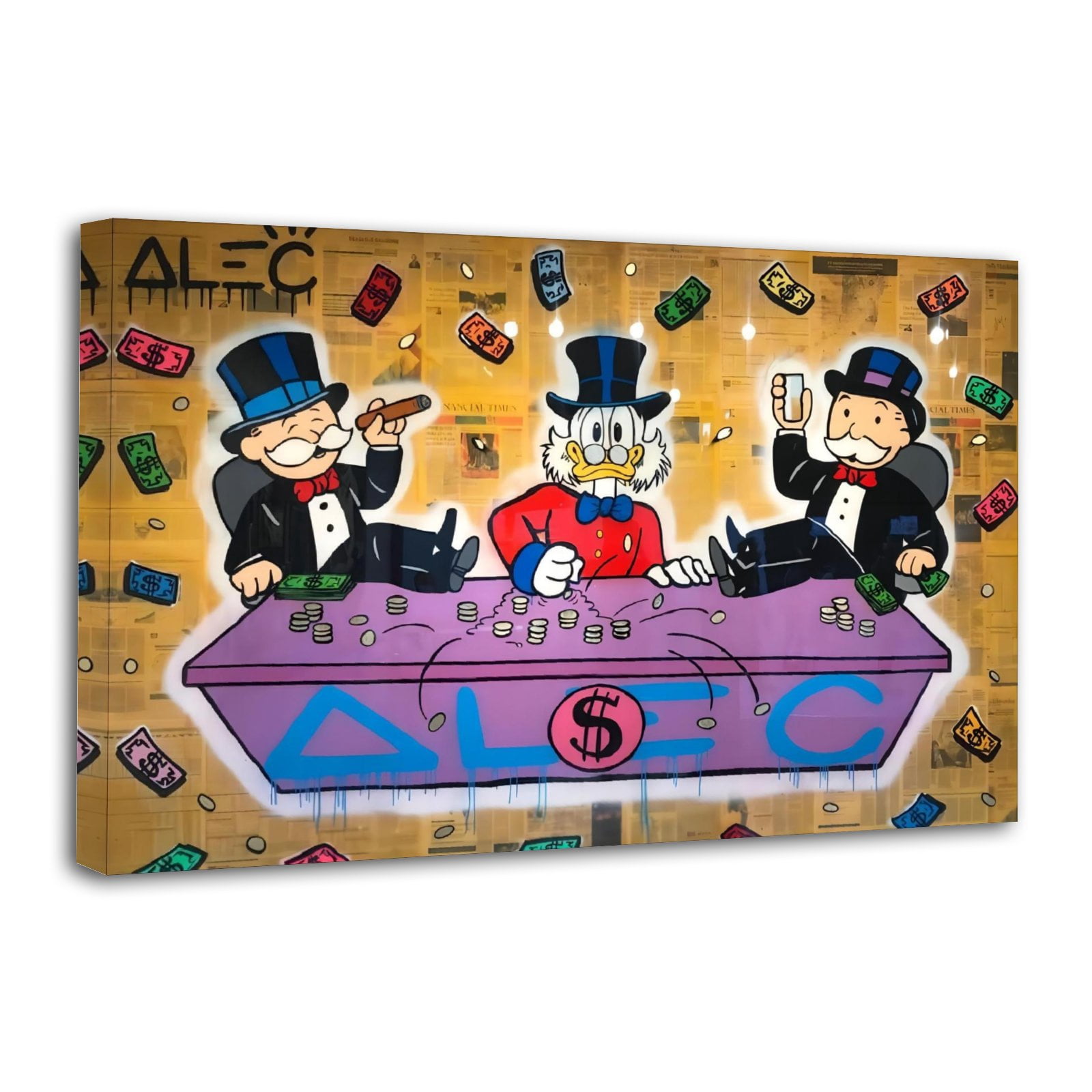 Alec-Monopolys MONOP & SCROOGE SITTING IN TABLE GAME Gifts Canvas ...