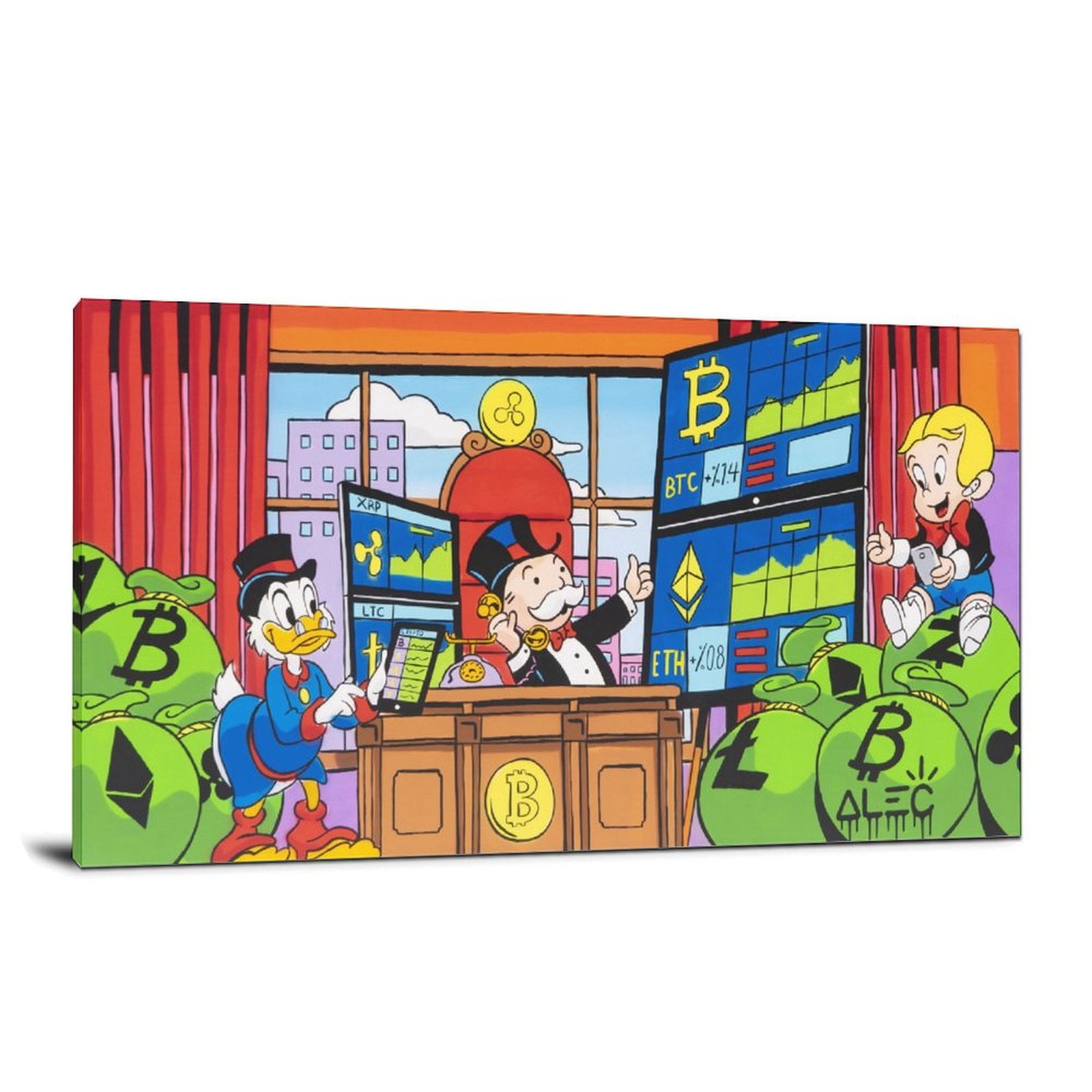Alec-Monopolys Mcduck Graffiti Money Painting On Canvas Wall Art Poster Scroll Picture Print ...