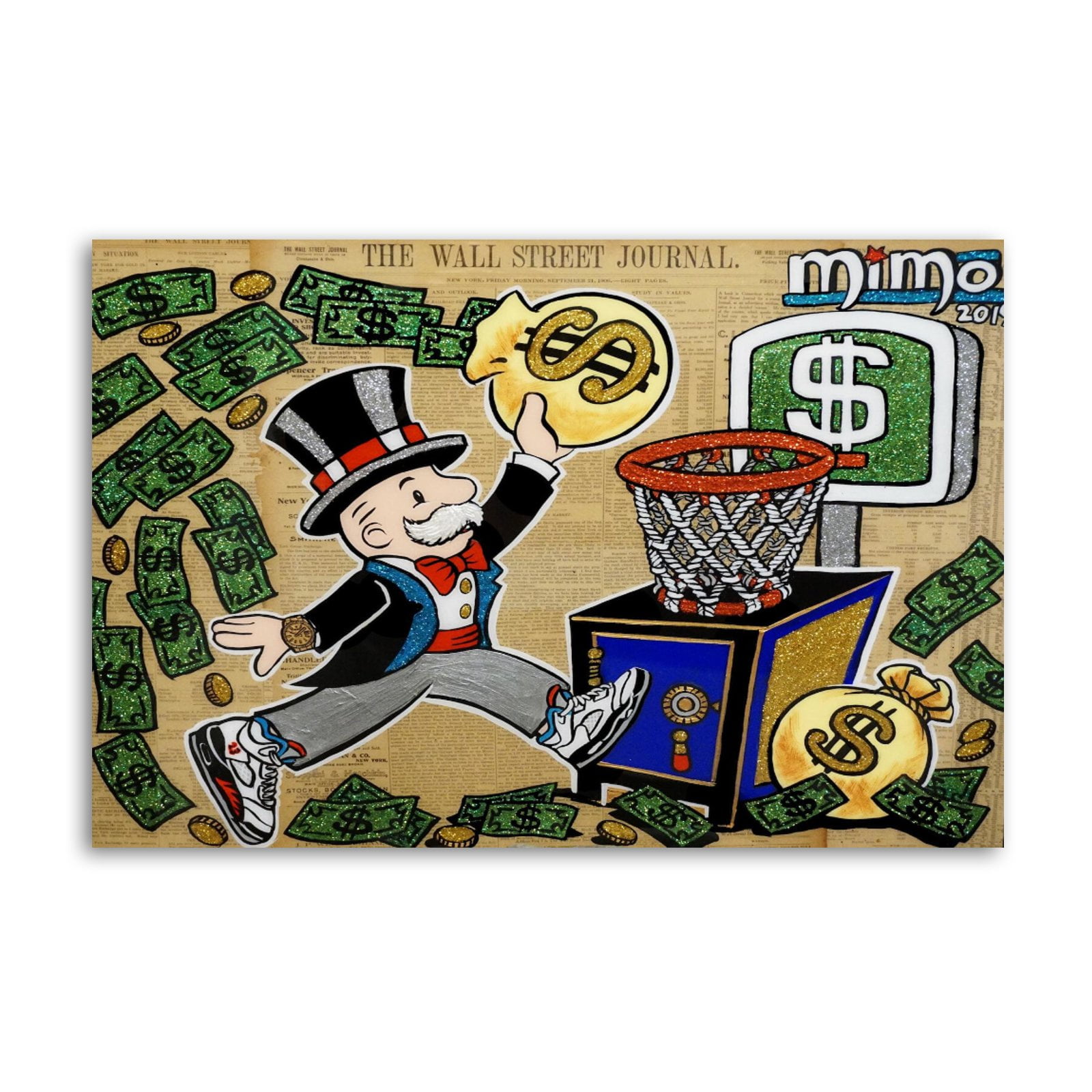 Alec Monopolys Slam Dunk Success Painting On Canvas Wall Art Poster Scroll Picture Print Living ...