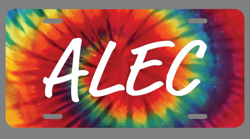Alec Name Tie Dye Style License Plate Tag Vanity Novelty Metal | UV ...