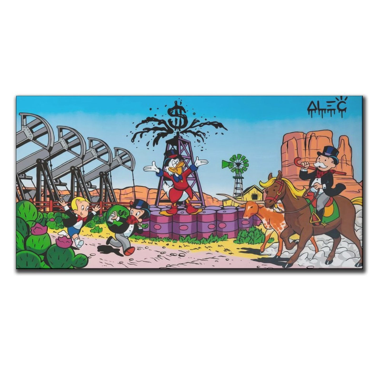 Alec-monopolys Art High$ TEAM IN TEXAS OIL FIELDS Picture Print Canvas ...