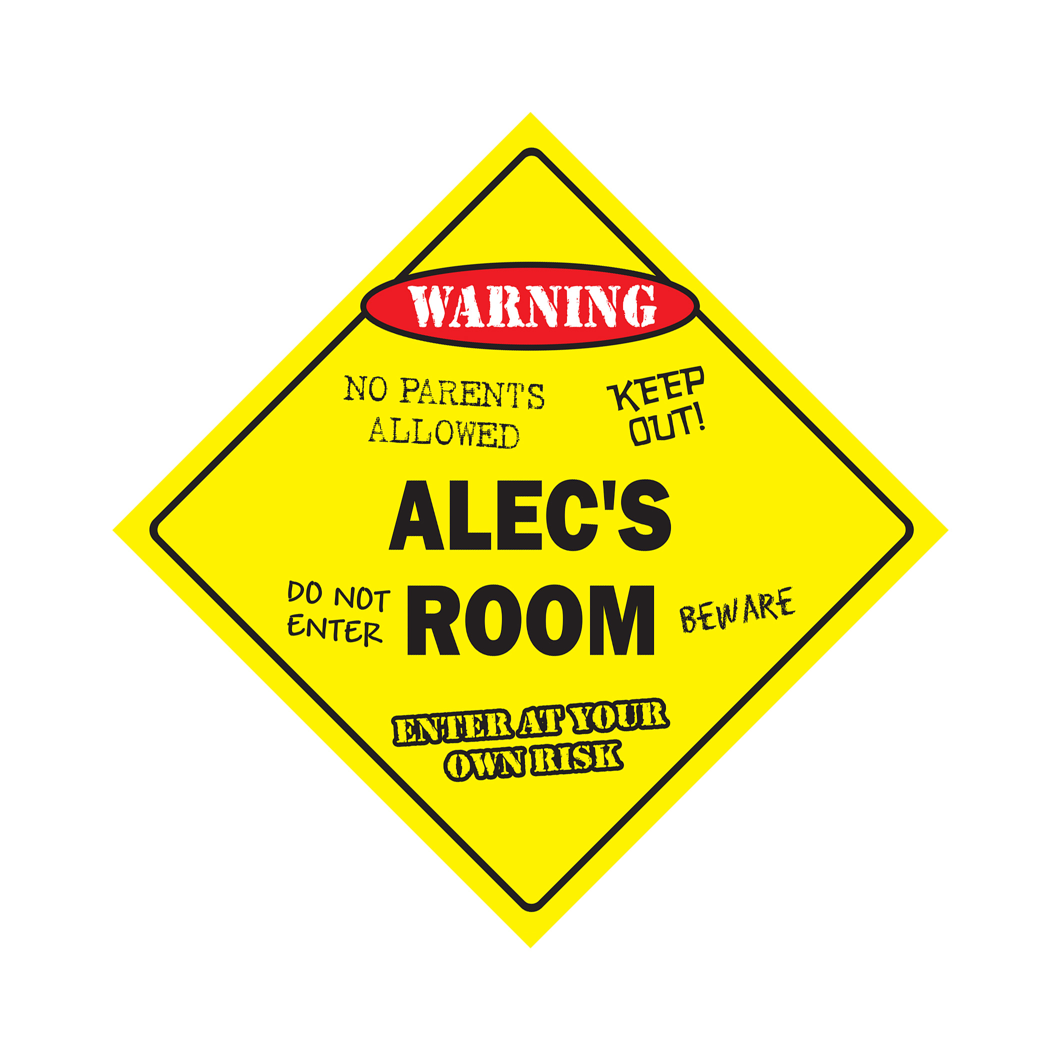 Alec's Room Sign Crossing Zone Xing | Indoor/Outdoor | 14" Tall kids ...