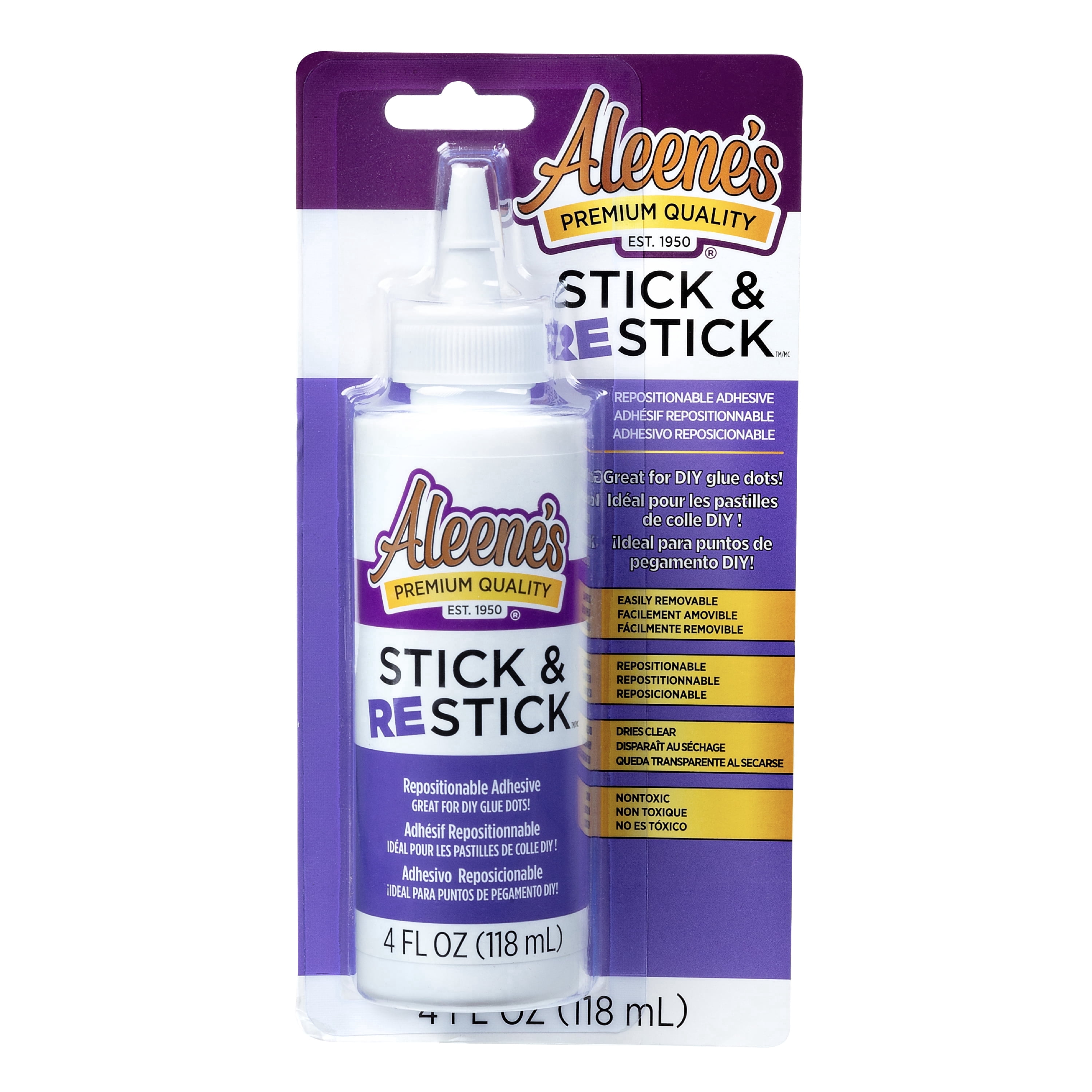 Aleene's Glue Liquid, Stick & Restick Adhesive for Fabric, 4 fl oz ...