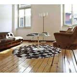 Alef Home Round Checkered Faux Cowhide Area Rug | Modern Black & White ...