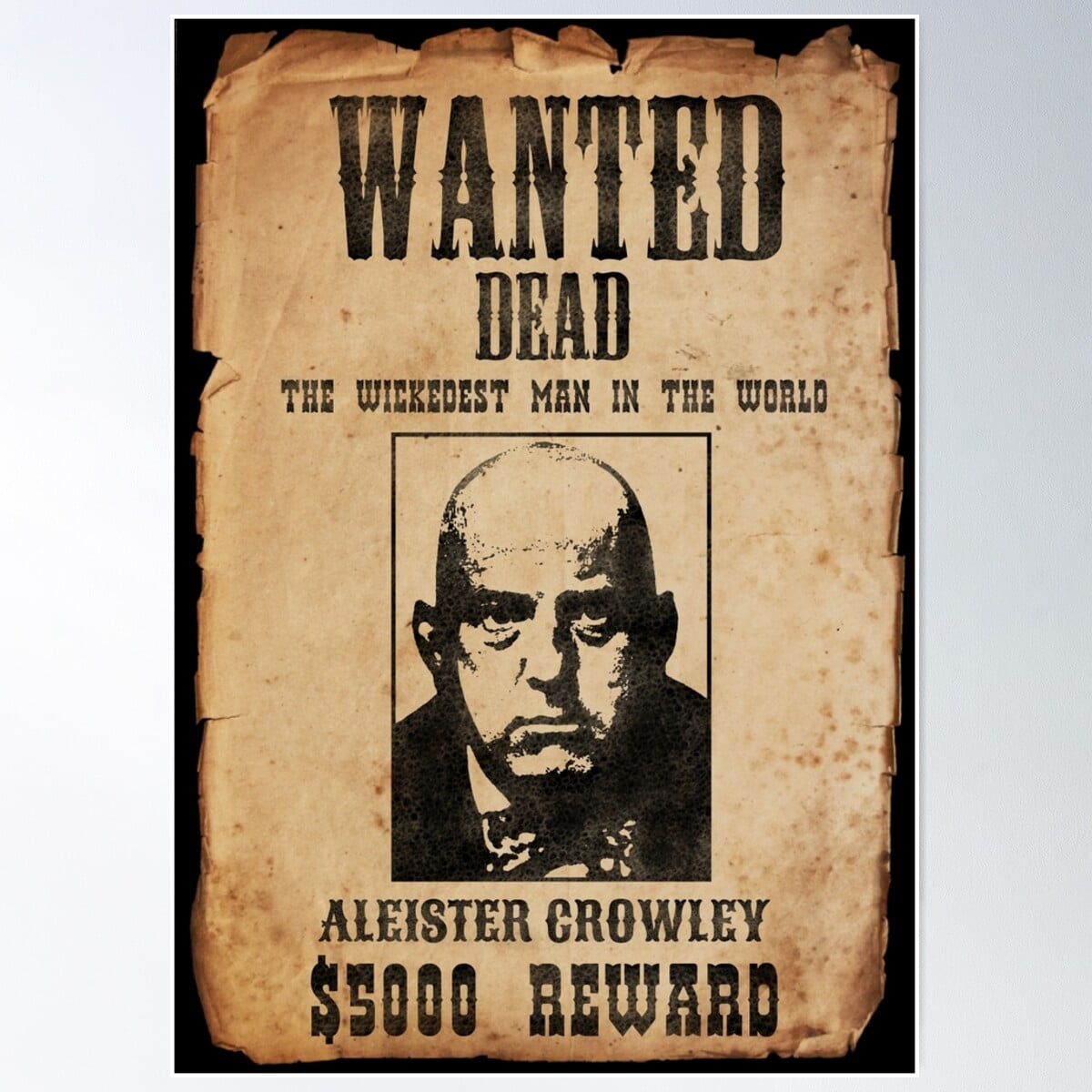 Aleister Crowley: Vintage Wanted Poster Design Poster Wall Art, Modern ...