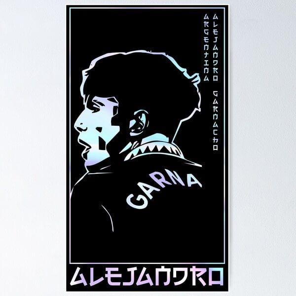 Alejandro Garnacho Holographic Style Portrait Art Illustration Poster ...