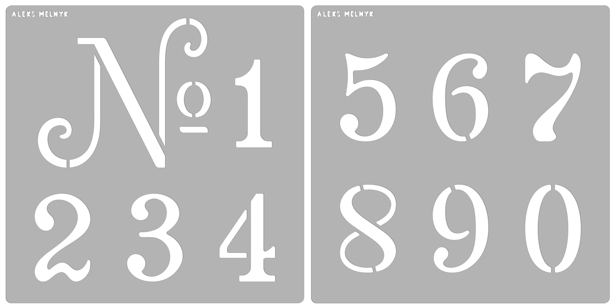 Aleks Melnyk #158 Metal Stencil French Big Numbers 2.25 inch, Template ...